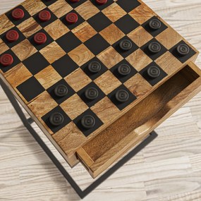 Šachový stolek Avola 42 cm z masivu hnědý/černý