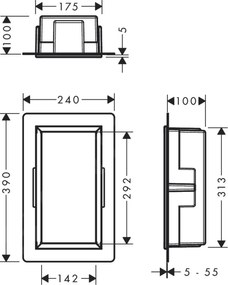 Hansgrohe XtraStoris Original, výklenek do zdi s rámem, 300x150x100 mm, betonově šedá, HAN-56057380