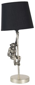 Stříbrno černá stolní lampa s opicí - Ø 20*49 cm E27