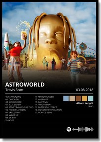 Plakát Travis Scott Astroworld Dárek pro chlapce ozdoba album v rámečku