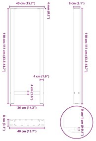 vidaXL Nohy k barovému stolu antracitové 2 ks 40 x (110-111) cm ocelové