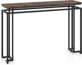 Costway Konzolový stůl úzký s geometrickým kovovým rámem – 120 × 30 × 80,5 cm