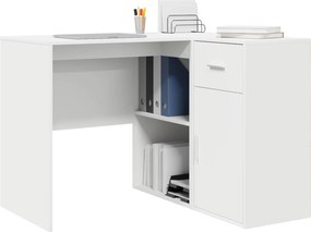 Rohový psací stůl se zásuvkou s policí Bílá 102 x 88 x 75 cm 3337273