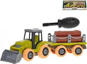 Traktor s vlečkou a nářadím k sestavení / plast / volný chod / od 3 le
