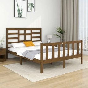 Rám postele medově hnědý masivní dřevo 120x190 cm Small Double,  3105898 HangarStore.cz