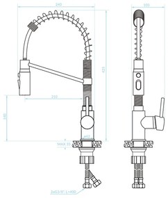 Kuchinox Serpen, vysoká dřezová baterie, černá matná, LAV-BKP_76SD