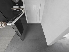 Mexen Kioto+ L, sprchová zástěna Walk-In s poličkou a věšákem 85 x 200 cm, 8mm čiré sklo, bílý profil, 800-085-123-20-00