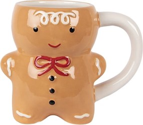 Hnědý keramický hrnek Perníček Gingerbread - 14*8*11 cm / 300 ml