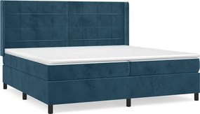 Box spring postel s matrací tmavě modrá 200x200 cm samet 3132703