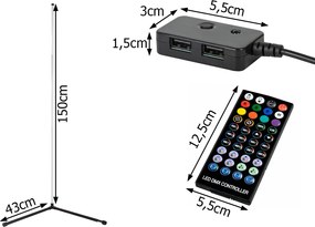 Verk Group Podlahová rohová rgb led lampa na noční stolek pro použití v ložnici 1,5