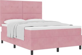 Postel s boxspringem s čelo Růžová 160 x 200 cm samet 3339847
