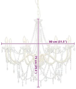 vidaXL Marketos Lustr s korálky bílý 8 x žárovky E14