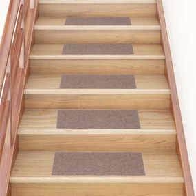 Schodové rohože samolepicí 15 ks 60 x 25 cm světle hnědé obdélníkové 326912