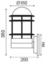 ACA Lighting Zahradní nástěnné svítidlo LOOP HI8133 max. 40W/E27/IP45