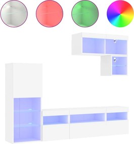 6dílná obývací stěna s LED osvětlením bílá kompozitní dřevo 3216732