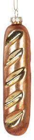 Skleněná vánoční ozdoba zlatá francouzská bageta – 4x3x15 cm