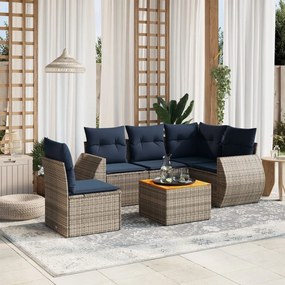6dílná zahradní sedací souprava s polštáři šedá polyratan 3225011
