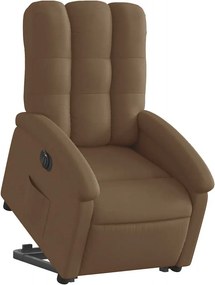 Elektrické zvedací polohovací křeslo hnědé textil 3204120
