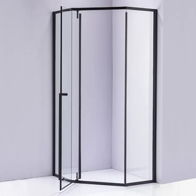 BPS-koupelny Pětiúhelníkový sprchový kout HYD-PK07A 80x80 cm černá/transparent + vanička HYD-PSV-ST07A bílá