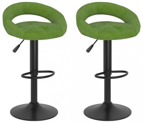 Barová židle 2 ks samet / kov Dekorhome Světle zelená