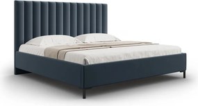 Tmavě modrá čalouněná dvoulůžková postel s úložným prostorem s roštem 180x200 cm Casey – Mazzini Beds