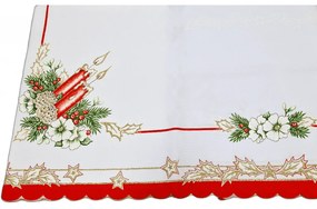 Vánoční dekorační ubrus 90x90cm - červený se svícemi 3