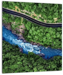 Obraz - Řeka mezi horami, Kavkaz, Rusko (30x30 cm)