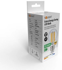 SOLIGHT LED Filament žárovka čirá A60 7,2W/230V/E27/2700K/1521Lm/360°