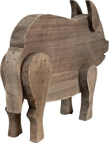 Hnědá antik dekorativní dřevěná figurka prasátko - 42*9*28 cm