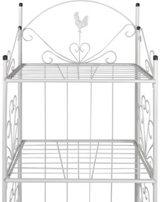 vidaXL Kovový stojan na květiny s policemi - 61,5 x 33 x 153 cm - bílý
