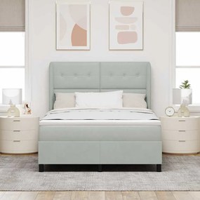 Postel s boxspringem s čelo Světle šedá 200 x 160 cm samet 3340934