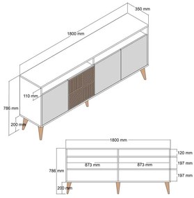 TV stolek MILAN, 180 x 78,6 x 35 cm, ořech, antracit