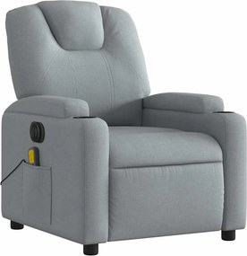 Elektrické masážní polohovací křeslo světle šedé textil 3204356