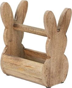 Dřevěná bedýnka s králíčky a madlem na přenášení - 16*10*20 cm