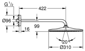 GROHE 26558000 - Set s hlavovou sprchou RAINSHOWER MONO 310 422 mm lesklý chrom