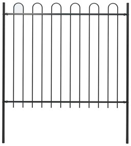 Zahradní plot s obloukem nahoře ocelový 181 x 150 cm černý