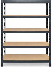Regál 183x75x40 cm lakovaný 5-policový, nosnost 1000 kg, RIVET - černý