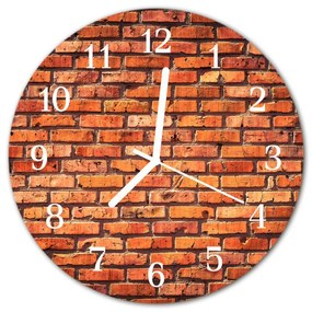 Skleněné hodiny kulaté Cihlová zeď fi 30 cm