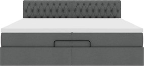 Osmanský rám postele s matrací tmavě šedá 200x200 cm textil 3311568