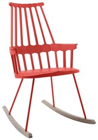 Kartell - Houpací židle Comback, oranžovo-červená/dub