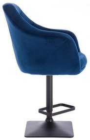LuxuryForm Barová židle ANDORA VELUR  na černé podstavě - modrá