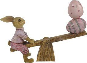 Velikonoční dekorace králíčka s vajíčky na houpačce - 16*3*12 cm