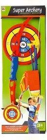 Luk se šípy a terčem / Dětský luk / 71 cm / 3 šípy v pouzdře / Plast /