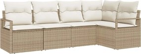 Set pohovek 5 ks Béžová polyratan 3346381