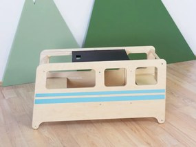 Benlemi Dřevěná skládací učící věž AUTOBUS 5v1 s křídovou tabulí pro děti Zvolte barvu: Bílá samolepka