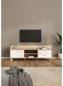 Bílý/v přírodní barvě TV stolek v dekoru dubu 182x62x51 cm Ikast – Tvilum