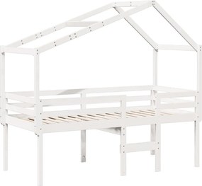 Patrová postel se střechou bílá 90 x 190 cm masivní borovice 3282059