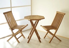 Divero Gardenay 339 Luxusní balkonový set z týkového dřeva, 1 stůl + 2 skládací židle