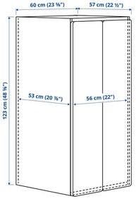 SMÅSTAD / PLATSA Šatní skříň, bílá/modrá, 60x57x123 cm