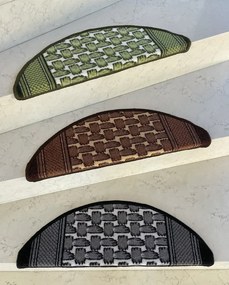 Vopi koberce Nášlapy na schody Grenoble šedý půlkruh, samolepící - 28x65 půlkruh (rozměr včetně ohybu)
